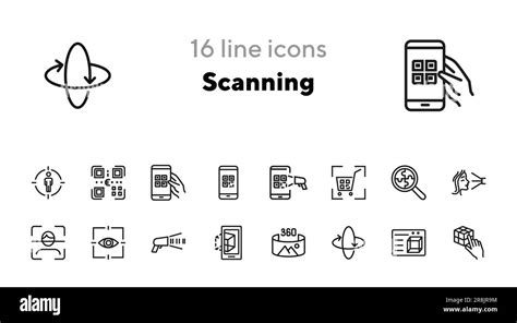 Scanning Line Icon Set Stock Vector Image Art Alamy