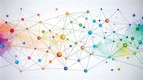 Colorful Network Of Interconnected Dots Abstract Digital Art Premium