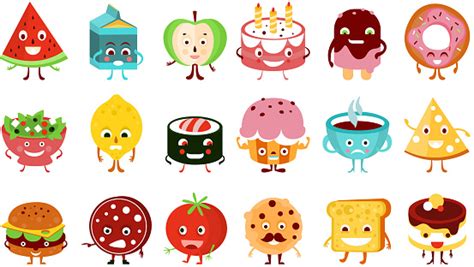 재미 있은 얼굴 및 감정 큰 재미 있은 음식 및 음료 문자 설정 벡터 일러스트 레이 션 과일에 대한 스톡 벡터 아트 및 기타 이미지 과일 귀여운 날씨 Istock