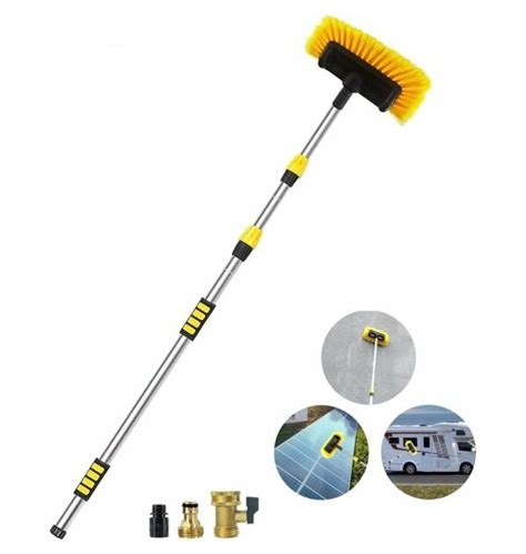 Buyplus 12ft 텔레스코픽 세차 브러시 호스 부착 긴 핸들 Rv 청소 트럭 보트 티몬