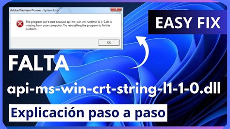 SoluciÓn Error Falta Api Ms Win Crt String L1 1 0dll En El Equipo