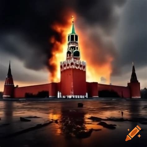 Spasskaya Tower Engulfed In Flames And Collapsing On Craiyon
