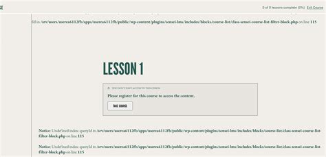 Empty Course List Block In Lesson Breaks The Page · Issue 151 · Automatticcourse · Github