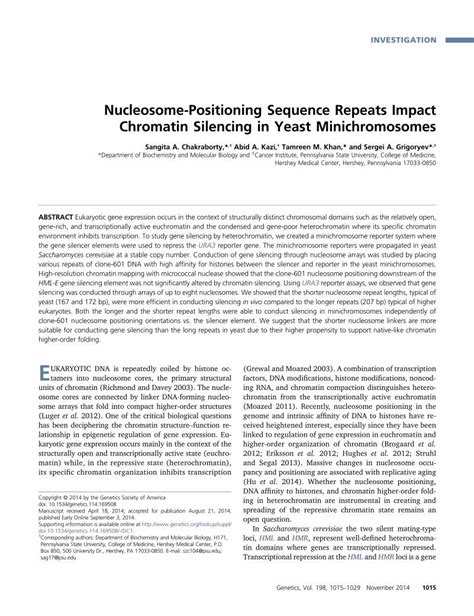 Pdf Nucleosome Positioning Sequence Repeats Impact Chromatin Pdf Nucleosome Positioning Sequence Repeats Impact Chromatin