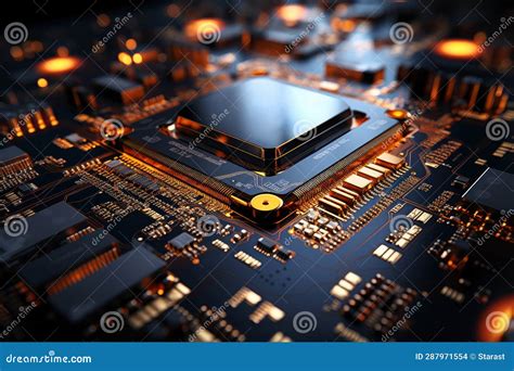Futuristic Future Motherboard Design With Cpu Socket Microchips