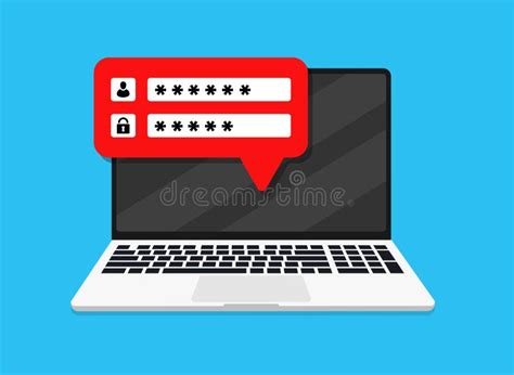Flat Illustration Laptop With User Login Laptop Stock Vector
