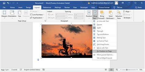 how to stop a microsoft word image from moving around