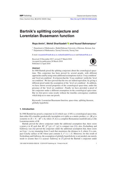 Bartniks Splitting Conjecture And Lorentzian Busemann Function Request Pdf