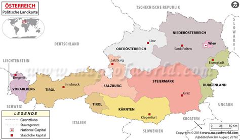Österreich Karte Landkarte Österreich Bundesstaaten Hauptstadte Und Ihre Stadtplan