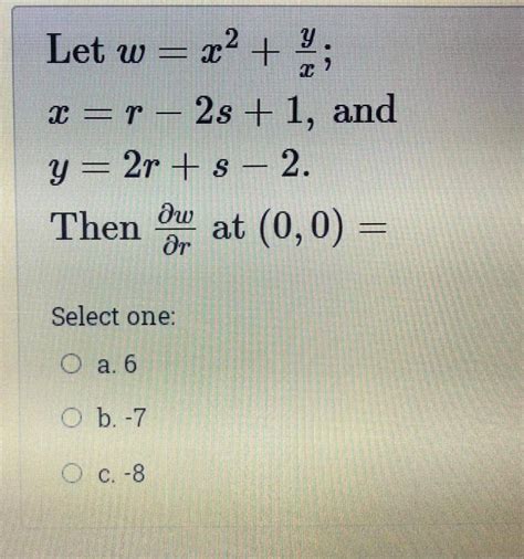Solved 2 Let W X X R 2s 1 And Y 2r S 2 дw