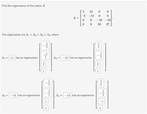 Solved Find The Eigenvalues Of The Matrix