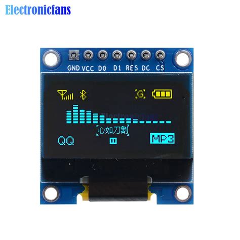 Oled Lcd Led 디스플레이 모듈 아두이노 Iic I2c Dc 3v 5v Spi 직렬 모듈 096 인치 블루 옐로우 096 인치 128x64led