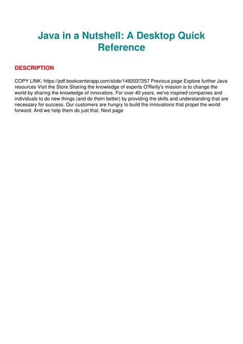 PPT PDF BOOK Java In A Nutshell A Desktop Quick Reference PowerPoint Presentation ID