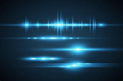 밝은 파란색 벡터 특수 효과 어두운 배경에 빛나는 아름다운 밝은 선 프리미엄 벡터