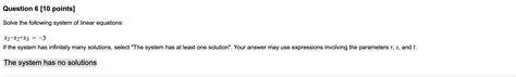 Solved Question 6 10 ﻿points ﻿solve The Following System