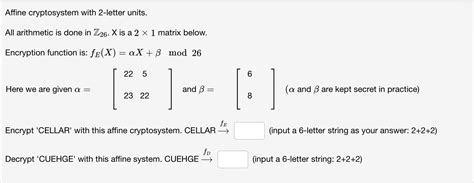 Affine Cryptosystem With 2 Letter Units All