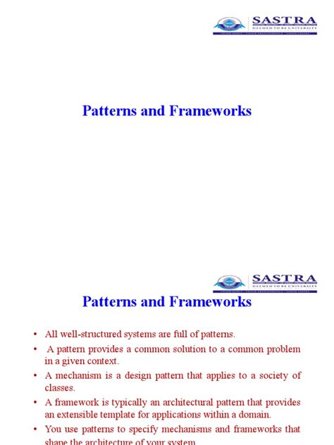 Modeling Patterns And Frameworks A Comparison Of Design Patterns And Architectural Patterns