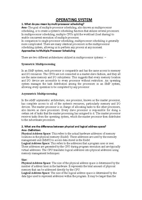 operating system operating system 1 what do you mean by multi processor scheduling ans the