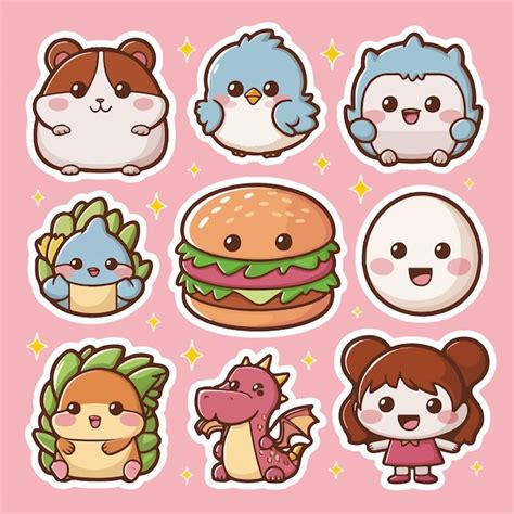 Set Of Kawaii Characters In Cute Pastel Colors Premium Ai Generated