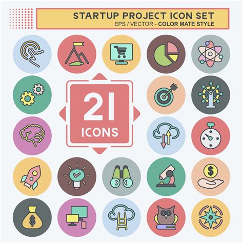 Icon Set Startup Project Suitable For Startup Symbol Color Mate Style Simple Design Editable