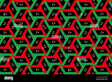Geometric Pattern In The Colors Of The National Flag Of Libya The