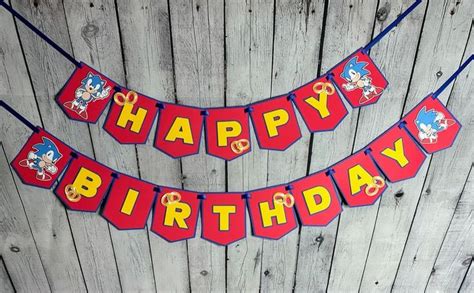 Sonic The Hedgehog Birthday Banner Etsy Hedgehog Birthday Sonic