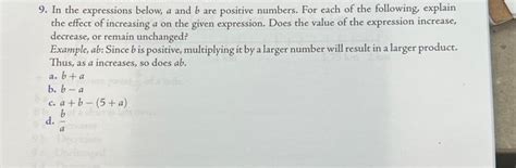 Solved 9 In The Expressions Below A And B Are Positive Chegg Com
