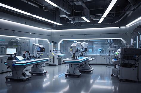 Premium Photo Robotics And Automation Futuristic Science Lab