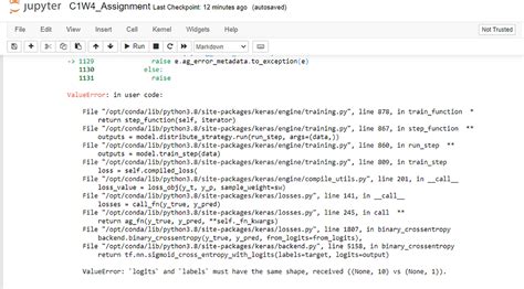 Valueerror `logits` And `labels` Must Have The Same Shape Received