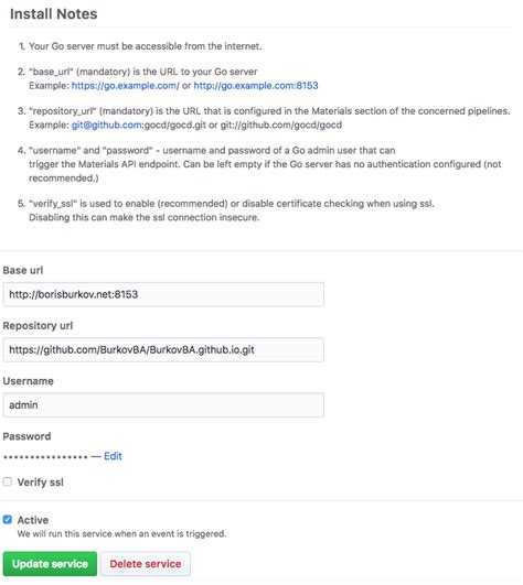 Github Integration Wont Deliver Wbhooks Last Delivery Was Not Successful Invalid Go Server Url