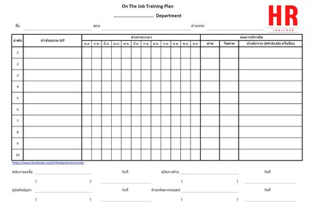 Hr Thailand แจกฟรี ตัวอย่างแแบบฟอร์ม On The Job Facebook