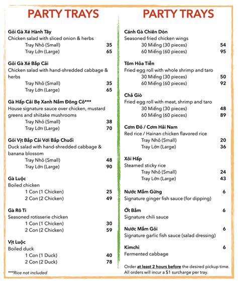 Pho Ga Nha Menu Newest Menu Update