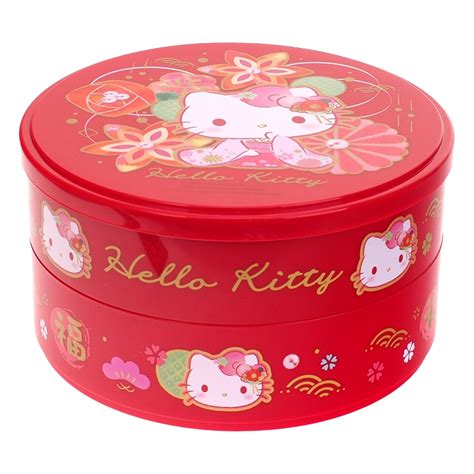 香港三丽鸥双子星大口仔kitty新年双层糖果盒果盘盒收纳盒虎窝淘