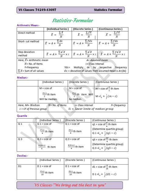 Statistics All Formulas Pdf Standard Deviation Mean