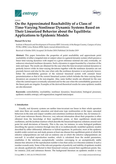 Pdf On The Approximated Reachability Of A Class Of Time Varying