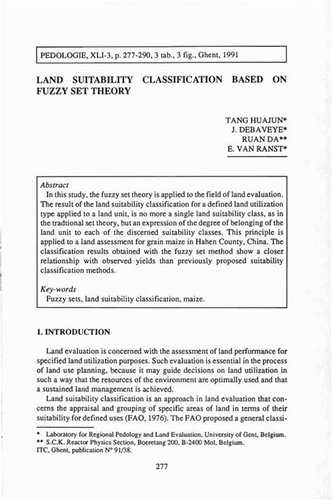 Pdf Land Suitability Classification Based On Fuzzy Set Theory