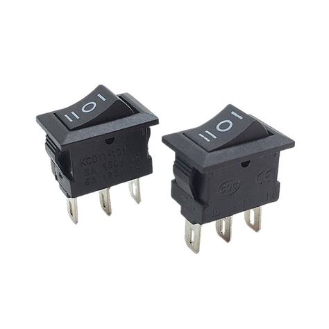 Mini Rocker Switch 3 Pin On Off On Spdt 125vac6a 250vac3a Black