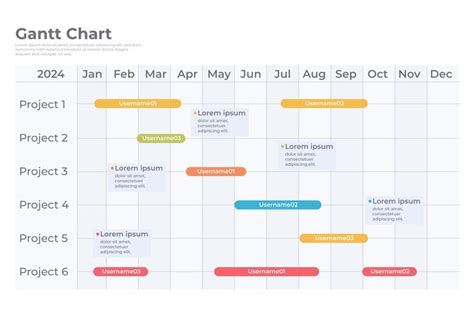 평면 디자인 간트 차트 템플릿 무료 벡터