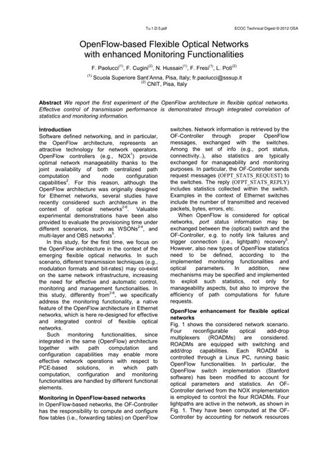 Pdf Openflow Based Flexible Optical Networks With Enhanced Monitoring