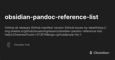 obsidian pandoc reference list obsidian hub obsidian publish