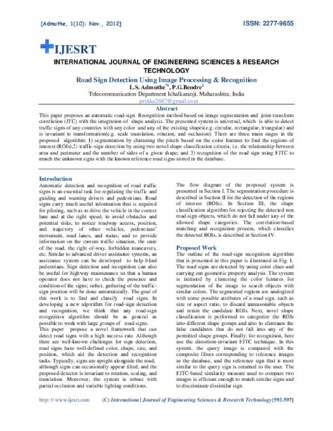 Pdf Road Sign Detection Using Image Processing And Recognition