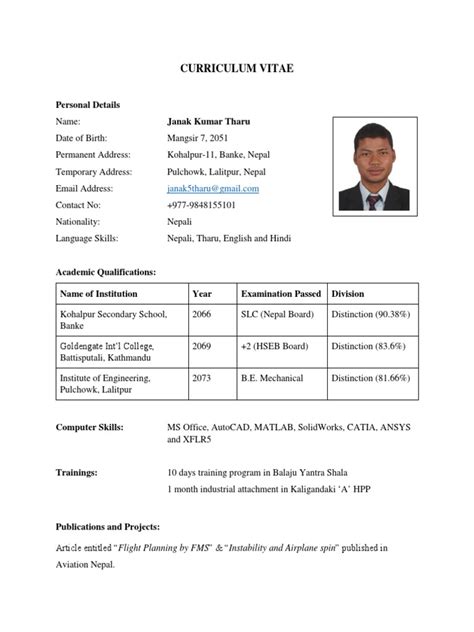 Curriculum Vitae Pdf Nepal