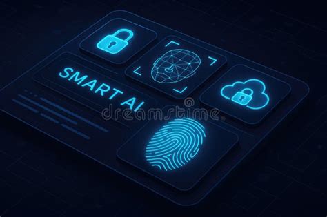 Smart Ai Security System Interface Fingerprint Face Recognition Stock Illustration