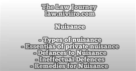 Nuisance Types Essentials Defences Remedies Law Of Torts