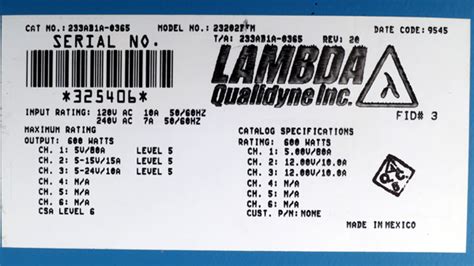 Used Lambda Qualidyne 23202ffm Switching Power Supply