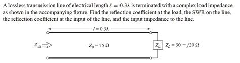 [get Answer] A Lossless Transmission Line Of Electrical Length L 0 3λ Is Terminated With A