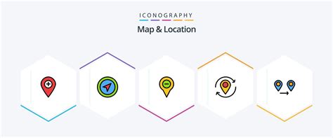 Map And Location FilledLine Icon Pack Including Marker Location Pin Arrow Pin