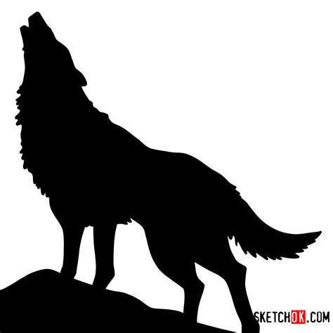 How To Draw Howling Wolf Silhouette Sketchok