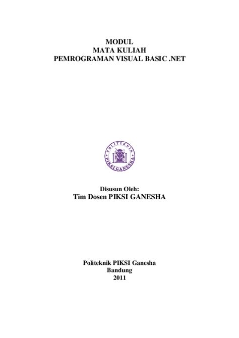 pdf modul mata kuliah pemrograman visual basic tim dosen piksi