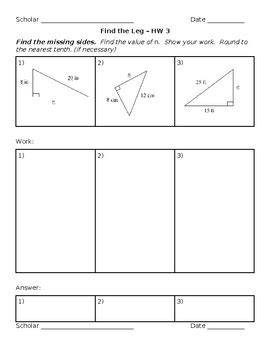 Pythagorean Theorem Homework Set By Jennifer Letford TPT
